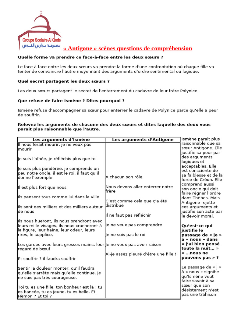 Antigone Questionnaire Global | PDF