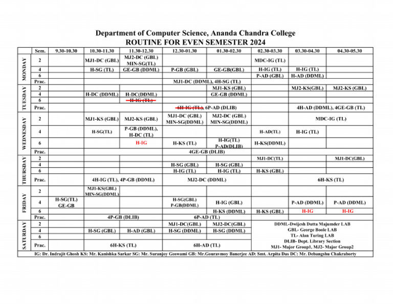 Revised Routine ACCCS EVEN SEM 2024-1 | PDF