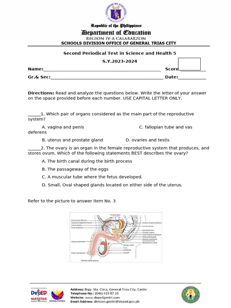 Science 5 2nd Periodical Test Pdf