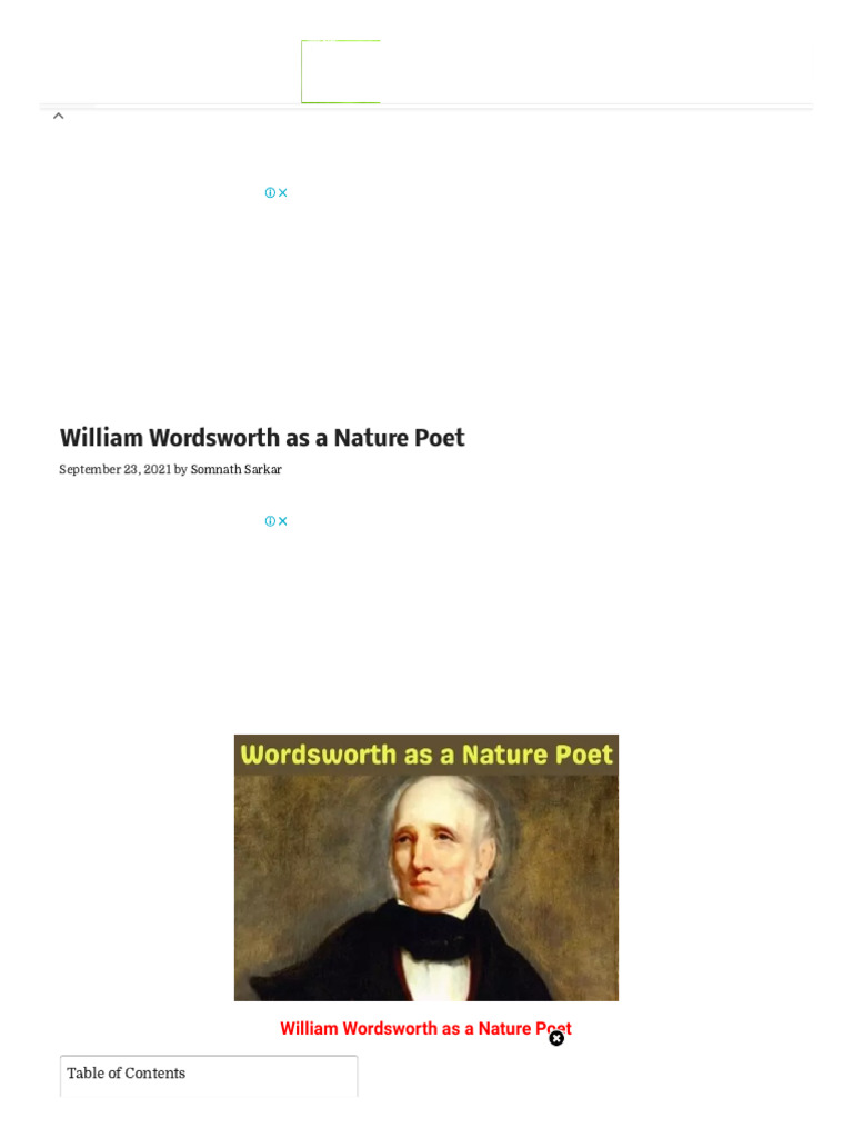 William Wordsworth As A Nature Poet - All About English Literature | PDF