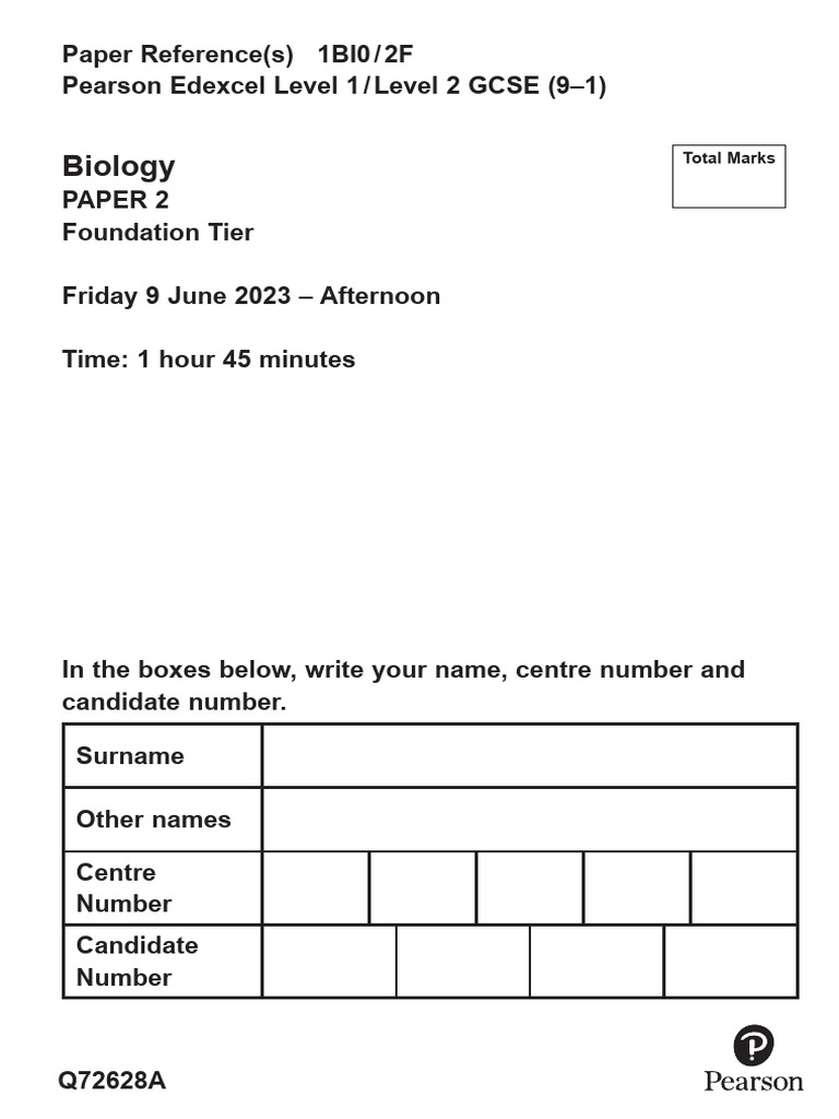 Biology: Total Marks | PDF