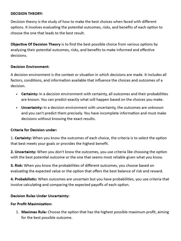 DECISION THEORY | PDF