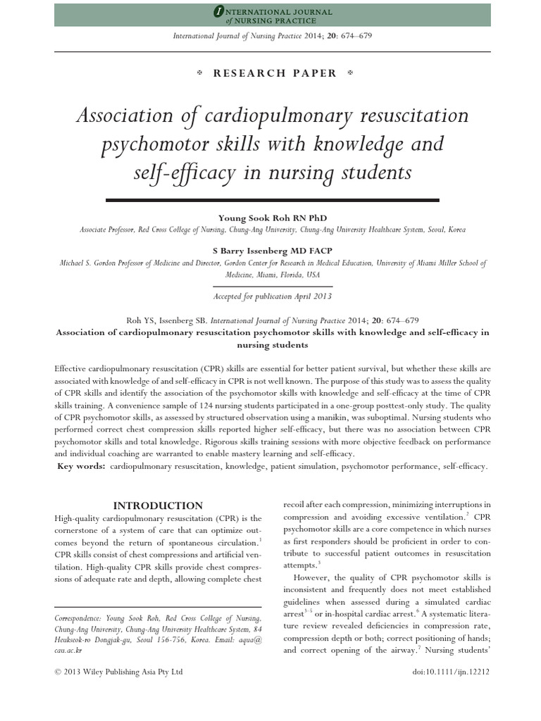 Int J of Nursing Practice - 2013 - Roh - Association of Cardiopulmonary Resuscitation ...