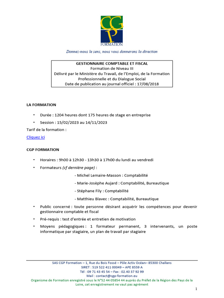 Gestionnaire Comptable Et Fiscal: Délivré Par Le Ministère Du Travail ...