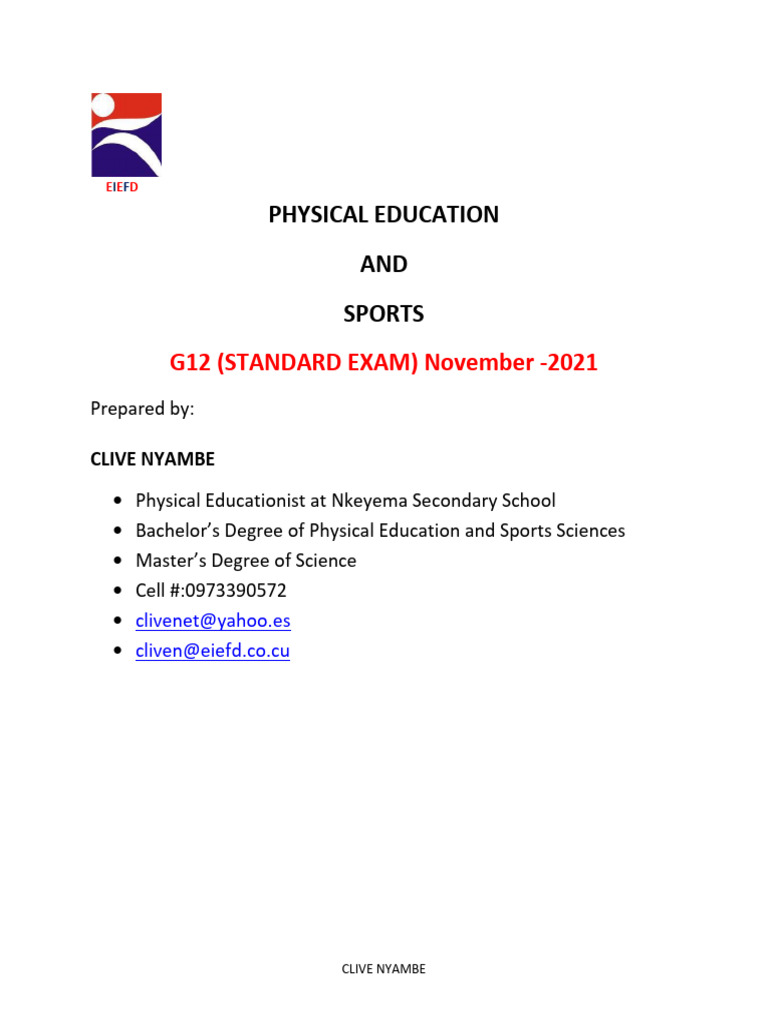 Physical Education 3 Senior Secondary | PDF