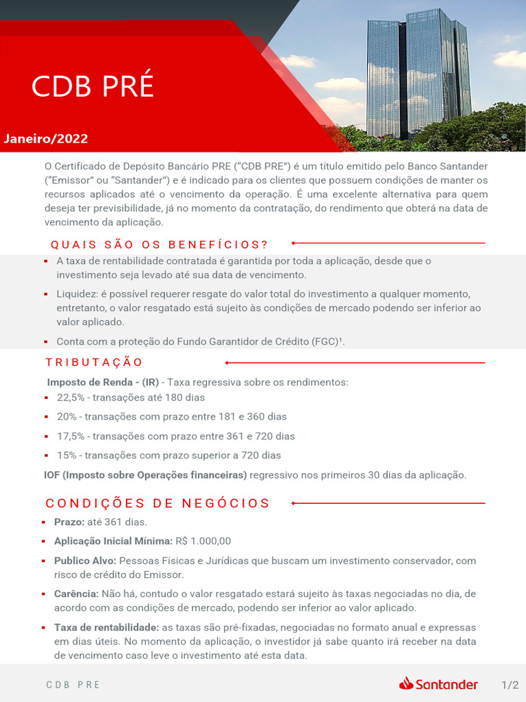 Lamina CDB PRE 01 2022 | PDF | Inversiones | Sector privado