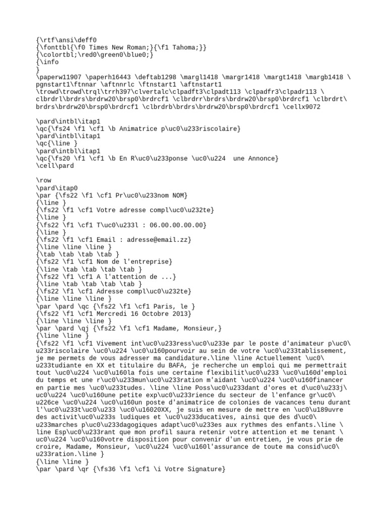 Lettre Motivation Animatrice Periscolaire 2 Pdf