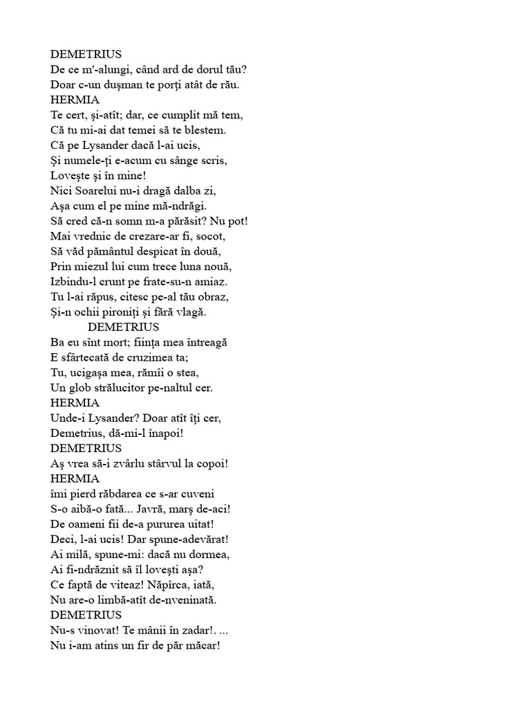 06. Scena Bataii Si Ceata-Hermia, Demetrius, Helena, Lysander, Puck | PDF 06. Scena Bataii Si Ceata-Hermia, Demetrius, Helena, Lysander, Puck | PDF
