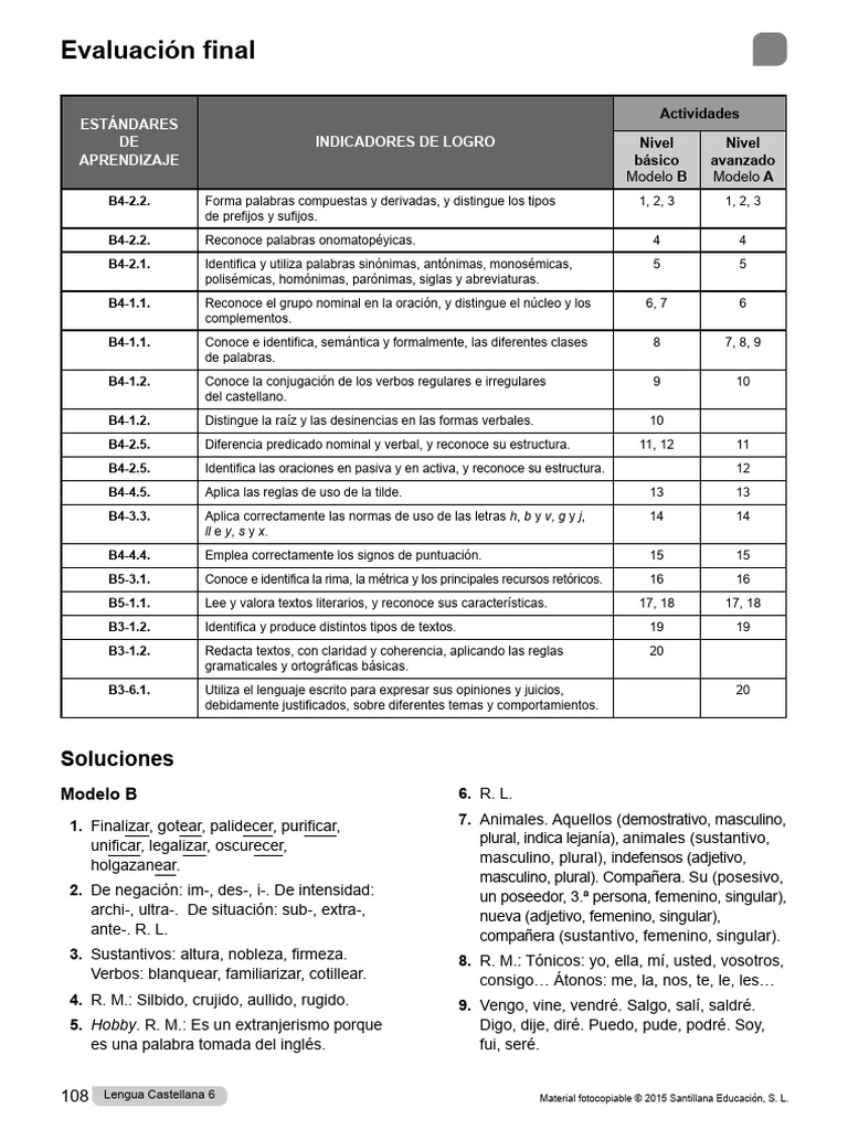 Soluciones Final Hacer Lengua | PDF | Verbo | Lingüística