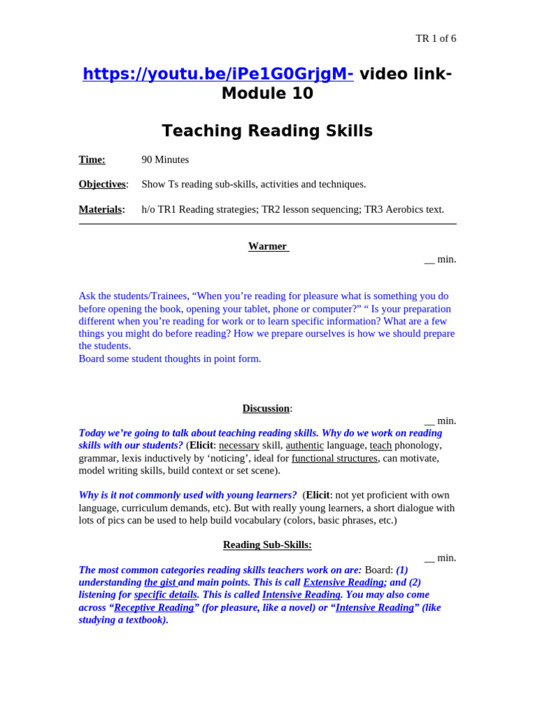 Teaching Reading Skills1 - Ref 5 1 | PDF | Reading Comprehension ...