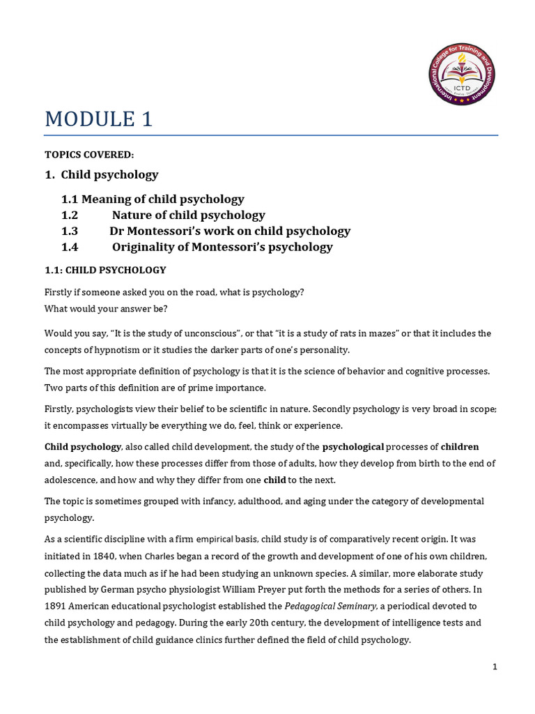 Module1_Child-psychology | PDF