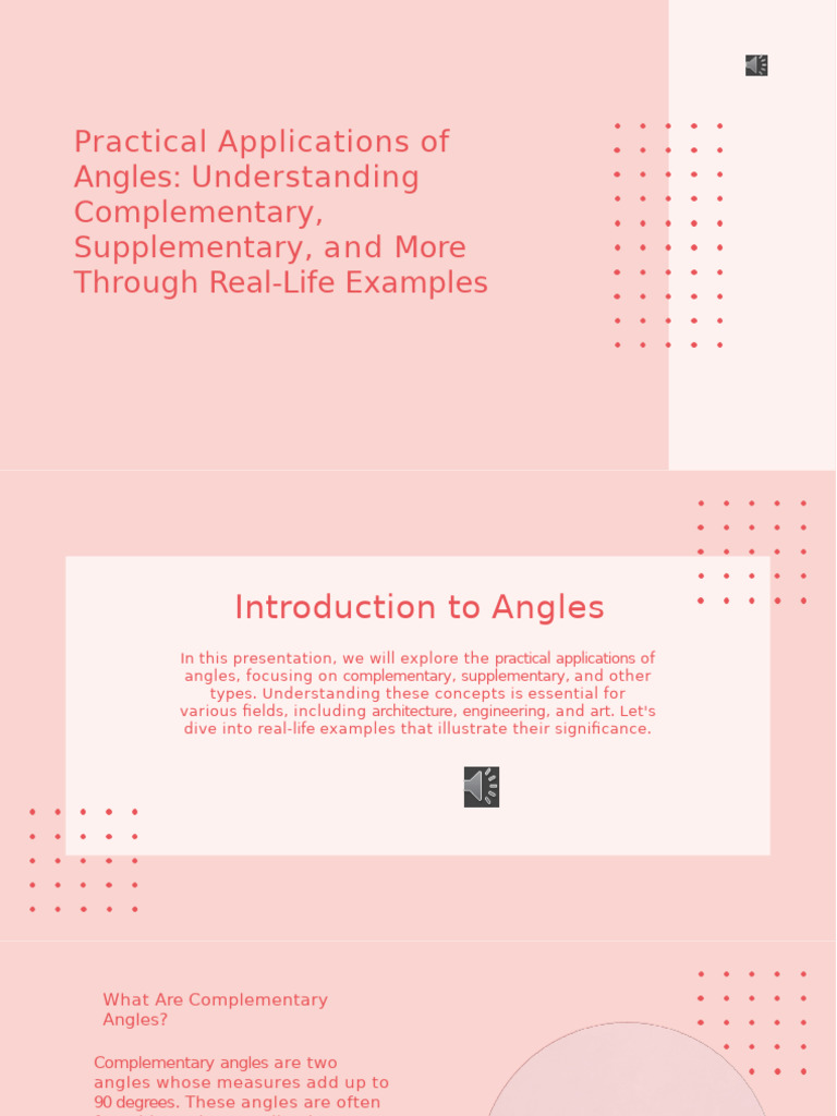 Slidesgo Practical Applications of Angles Understanding Complementary ...