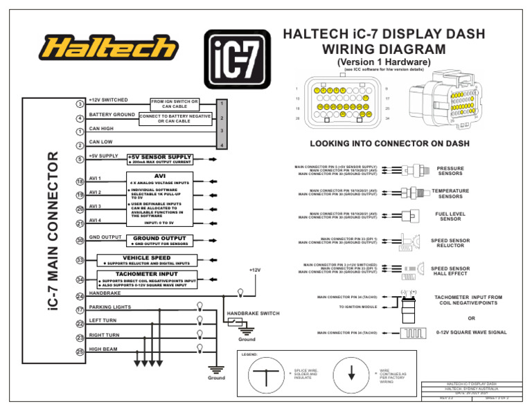 Haltech Ic-7 Display Dash Wiring Diagram: (Version 1 Hardware) | PDF