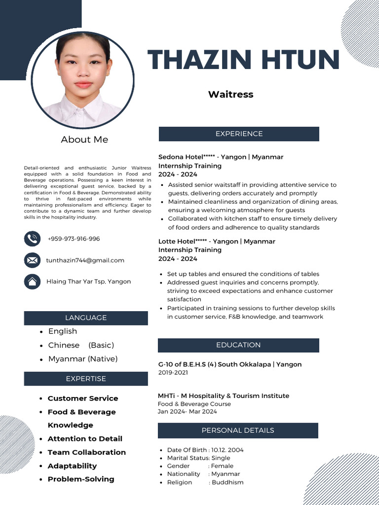 Thazin Htun: About Me | PDF