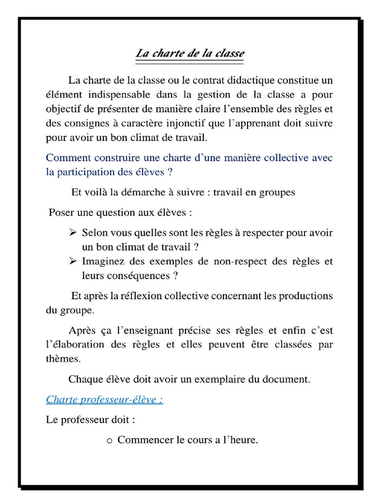 La Charte de La Classe | PDF