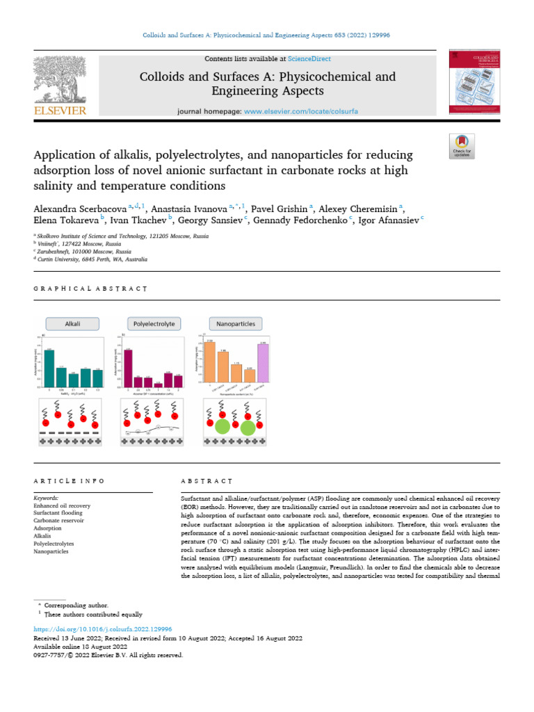 Colloids and Surfaces A: Physicochemical and Engineering Aspects | PDF