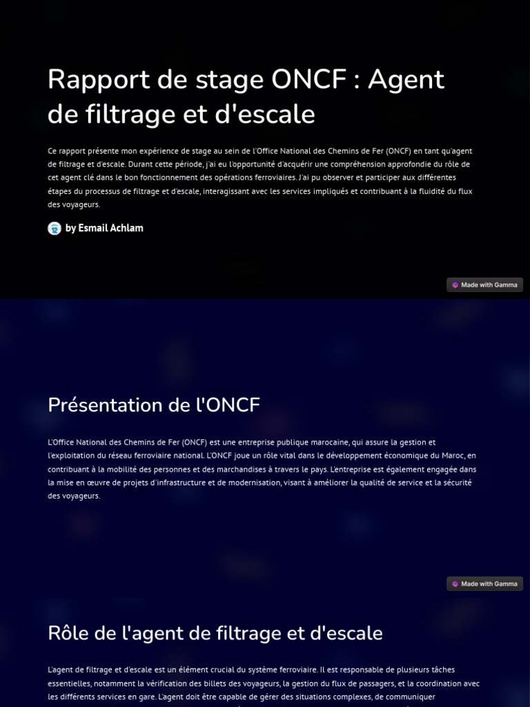 Rapport de Stage ONCF Agent de Filtrage Et Descale | PDF