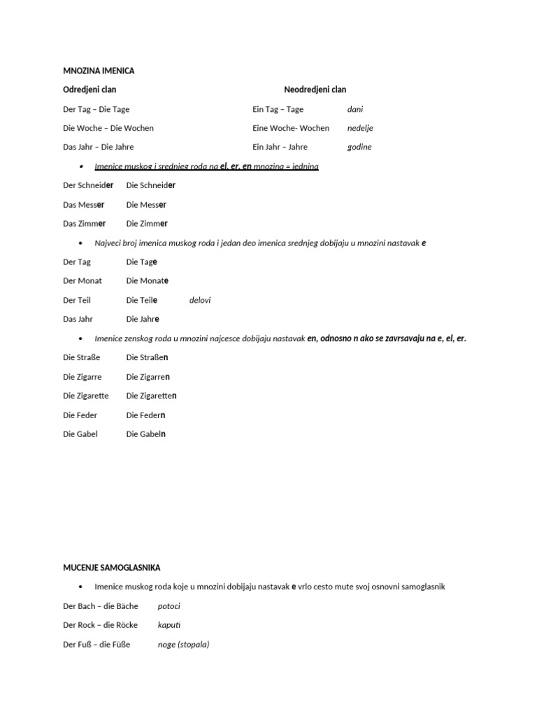 Mnozina Imenica | PDF