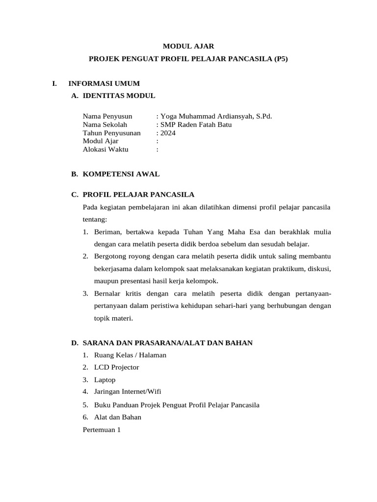 Template Modul P5 | PDF