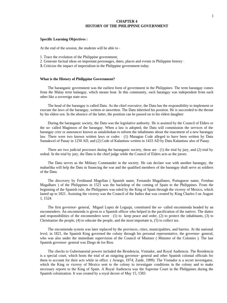 History of The Philippine Government | PDF