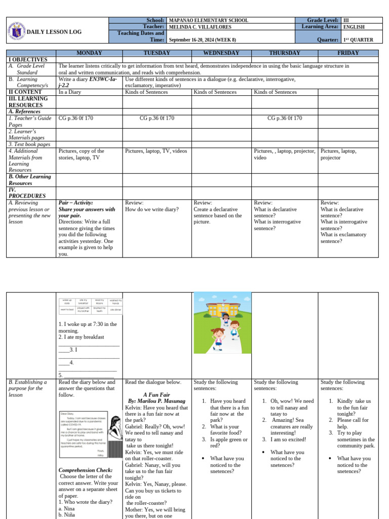DLL English 3 - Q1 - W8 Quarter 1 | PDF