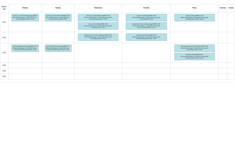 BS Social Work Regular 1 ( 2023-2027 ) Semester#3 | PDF