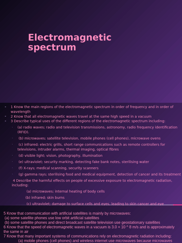 Electromagnetic Spectrum Igcse | PDF