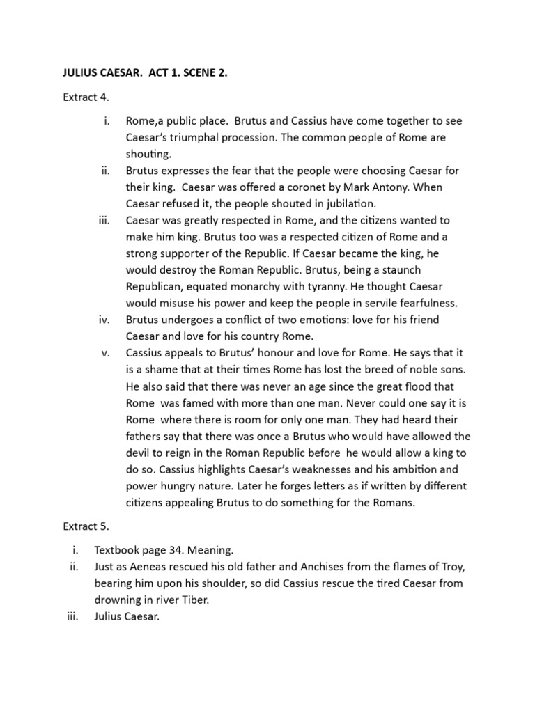JULIUS CAESAR. Act 1. Sc2. Extract 4 - 7 | PDF