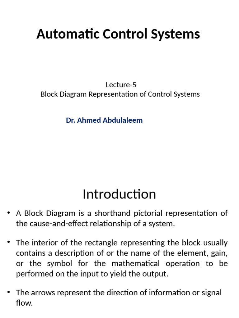 lecture_5_block_diagram_representation_of_control_systems.pptx (1) | PDF