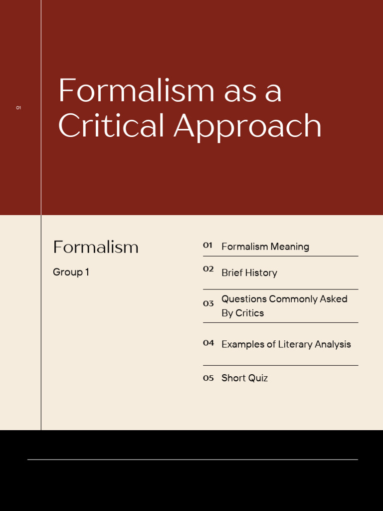 Formalism Critical Approach-Group 1 - 20240826 - 184716 - 0000 | PDF