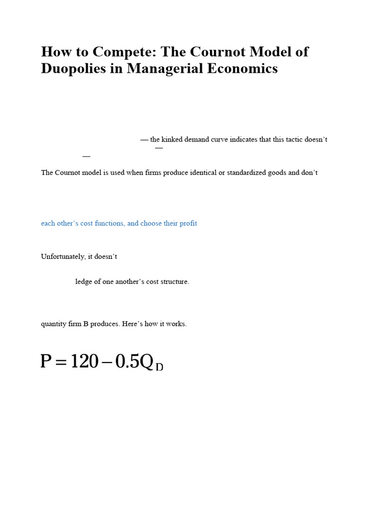 Cournot Model easy explanation | PDF
