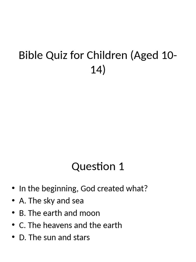Bible Quiz Presentation | PDF
