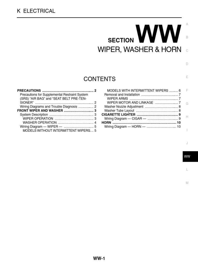 Wiper, Washer & Horn: Section | PDF