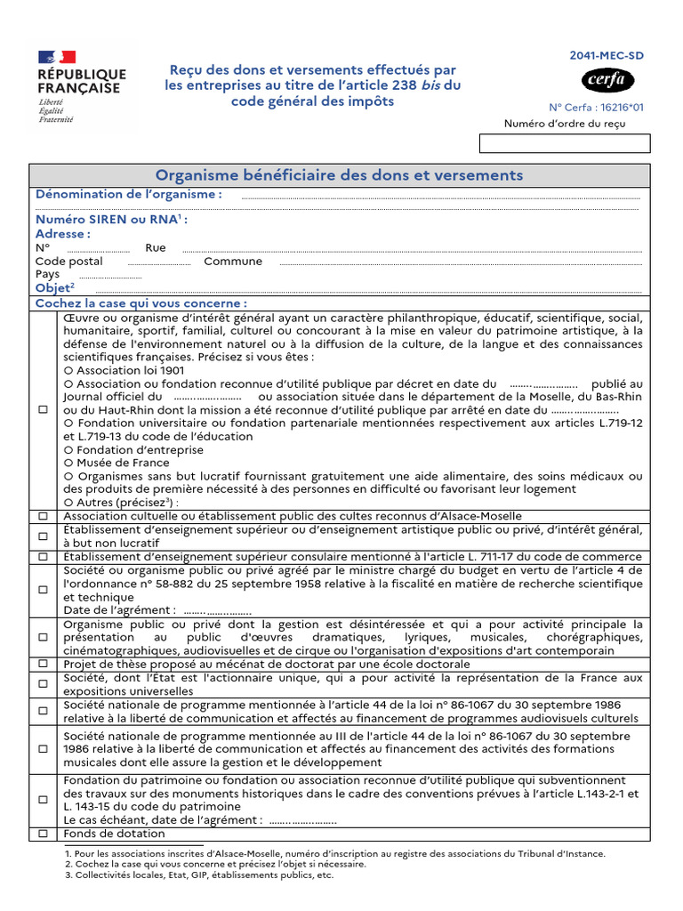 Cerfa Entreprises | PDF