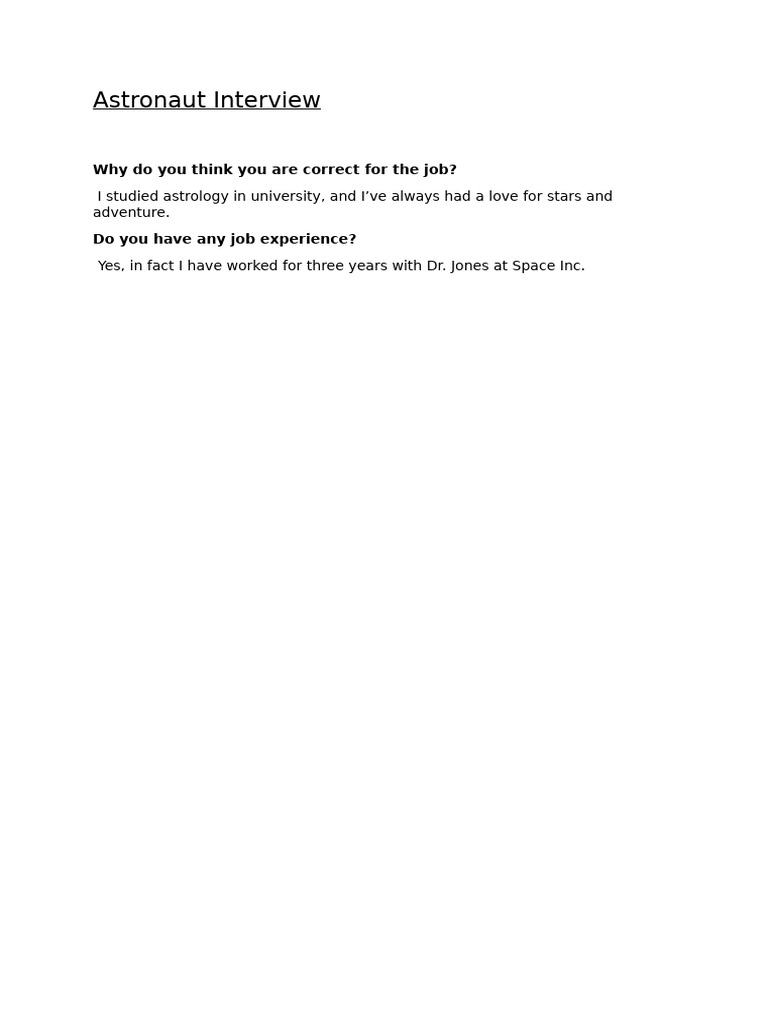 Astronaut Interview | PDF