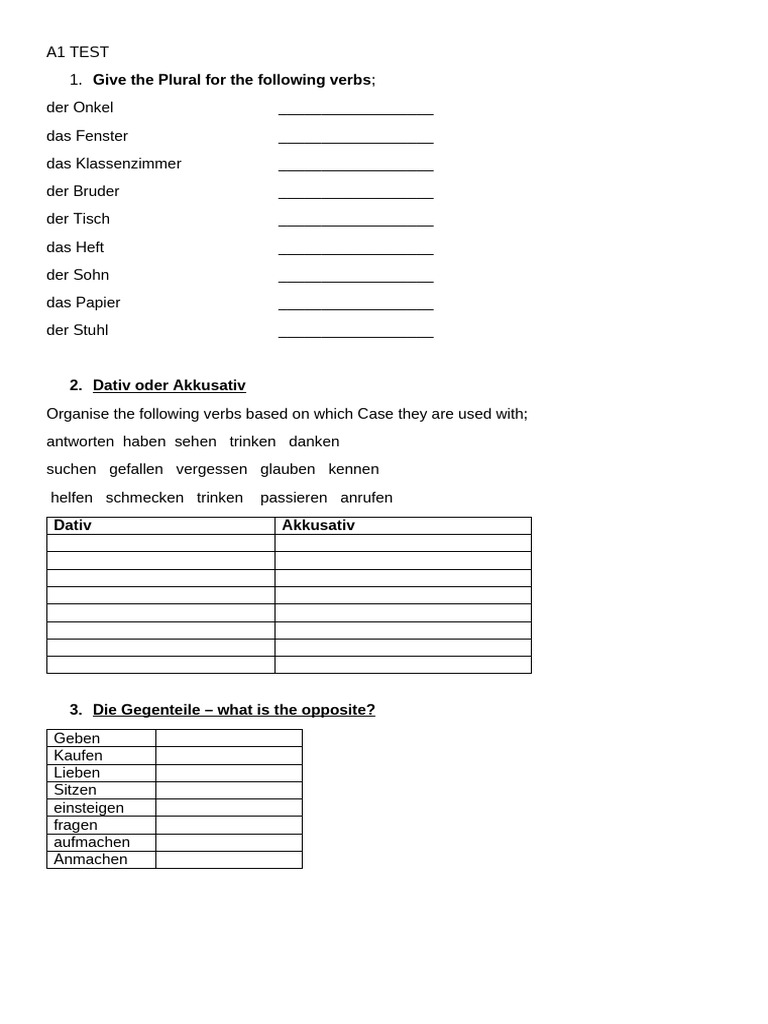 A1 Complete Test | PDF