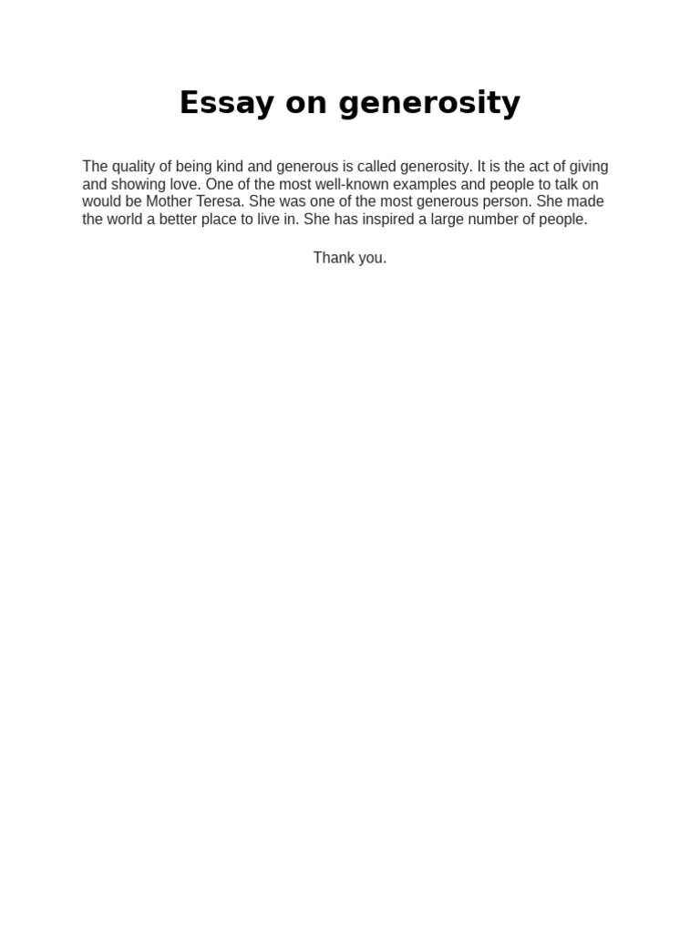 Essay On Generosity | PDF