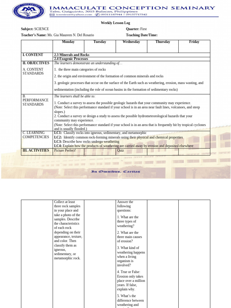 1st-Quarter-Lesson-Log-Grade 11 - Week 2 | PDF