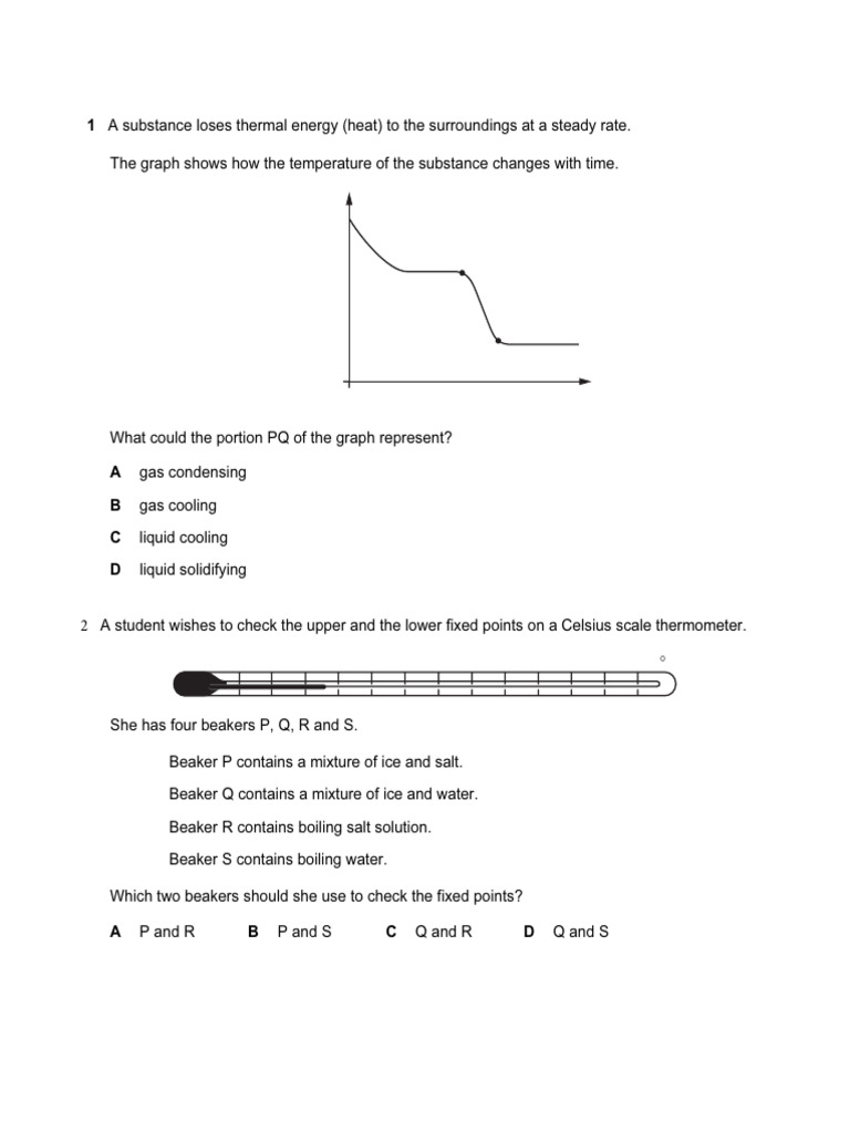 Thermal Physics: Multiple Choice Questions | PDF | Temperature ...