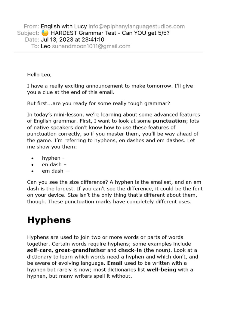 ? HARDEST Grammar Test - Can YOU Get 5 - 5 | PDF