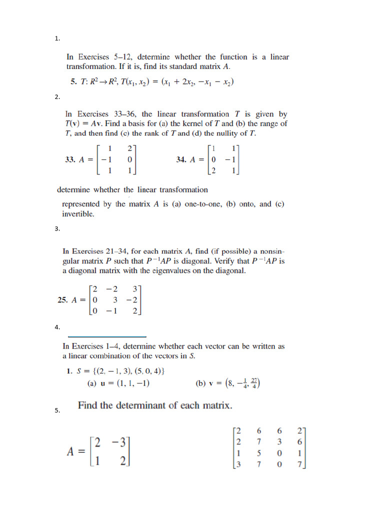 Quiz (Linear Lagebra) | PDF