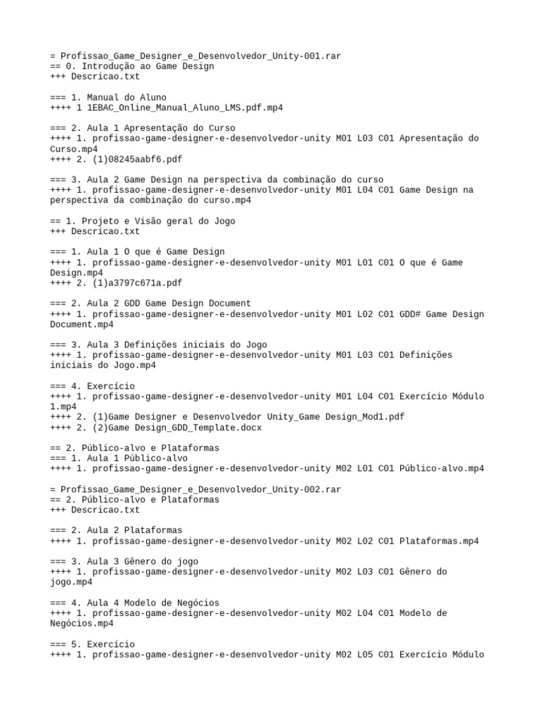 Profissao Game Designer e Desenvolvedor Unity | PDF