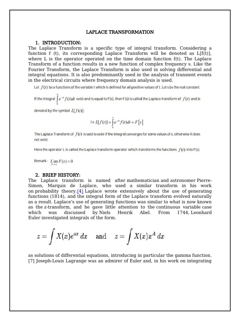 Laplace Transformation by shishir | PDF | Laplace Transform | Functions And Mappings