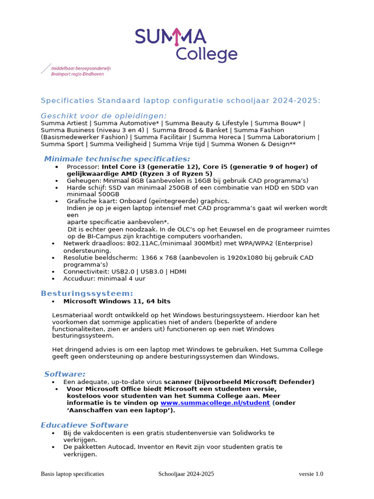 Standaard Specificaties | PDF