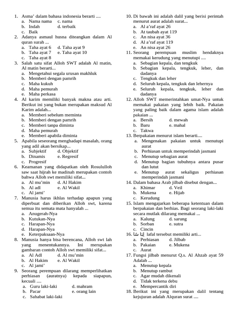 Soal Uas Kelas 10 | PDF