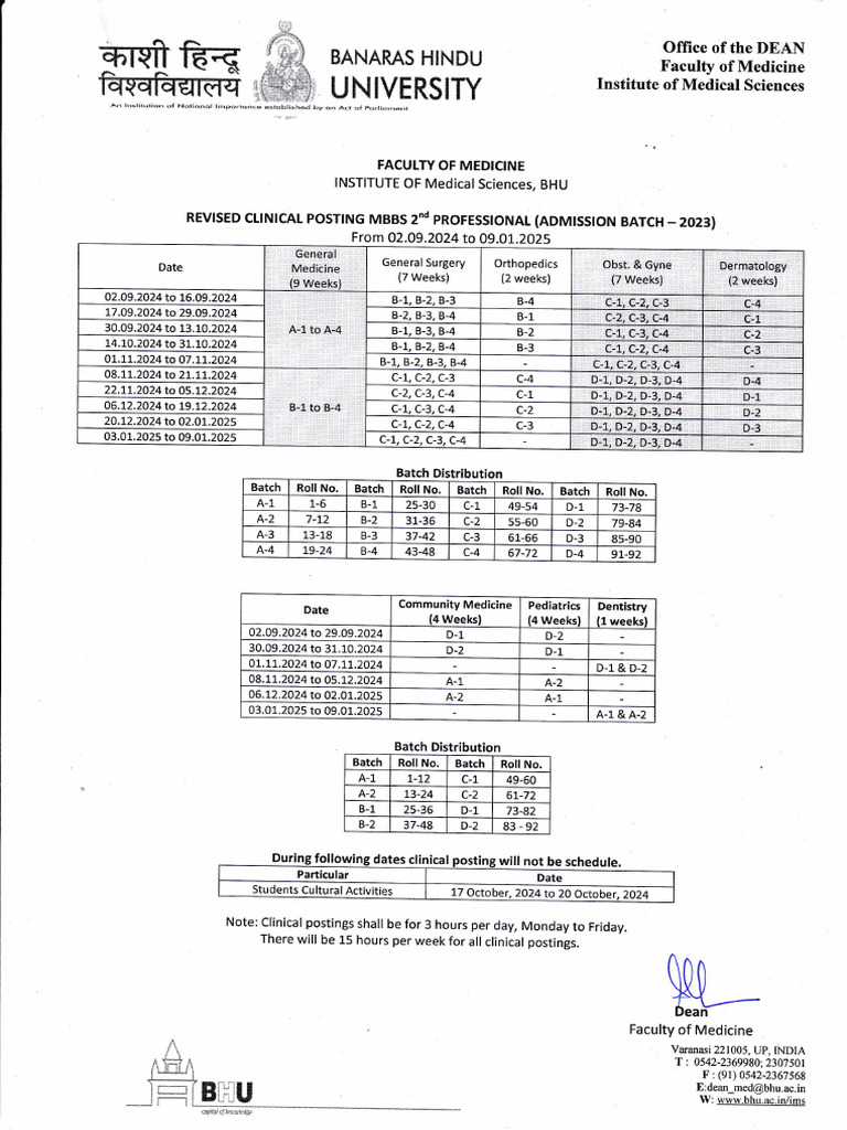 Revised Clinical Posting (2023) | PDF