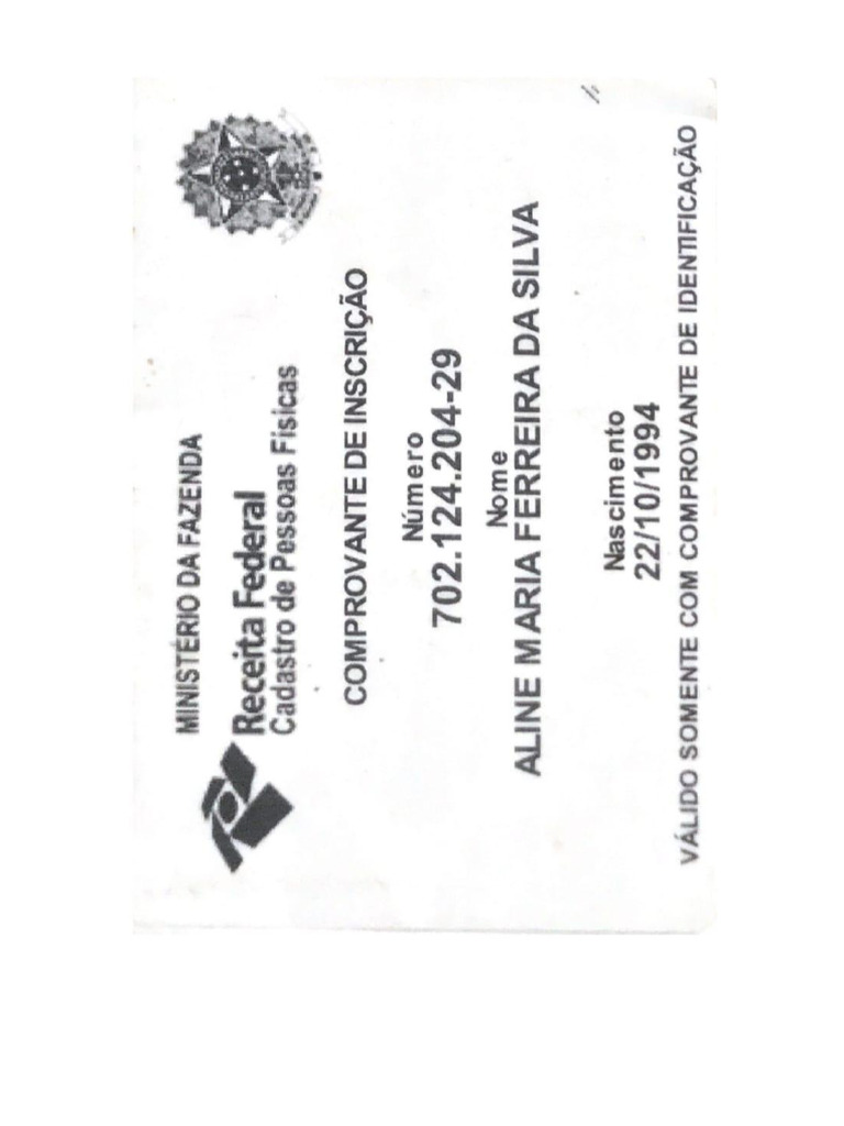 CPF Aline Maria Ferreira Da Silva | PDF