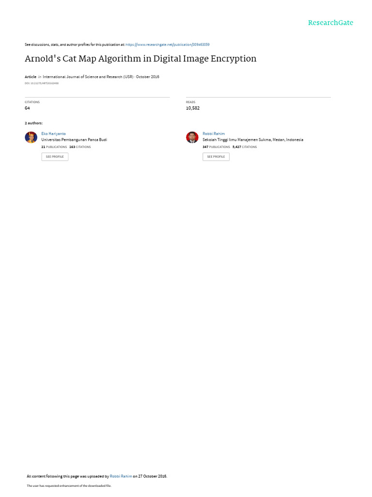 Arnold Cat Map | PDF