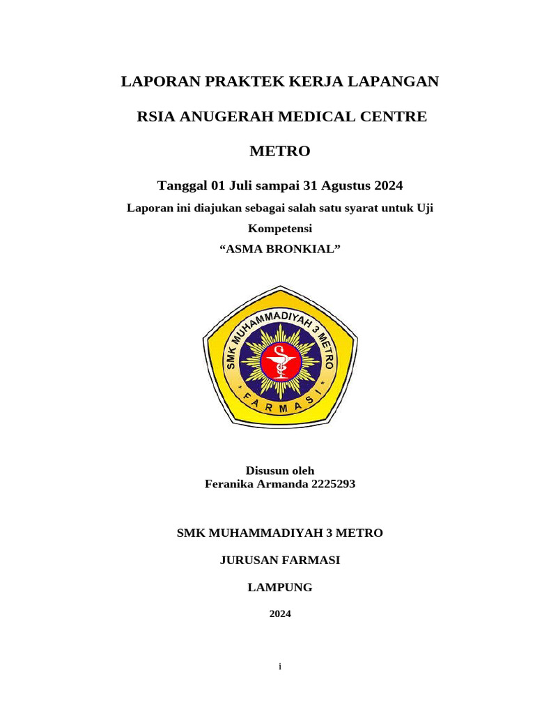 LAPORAN PRAKTEK KERJA LAPANGAN DI RSIA AMC METRO | PDF