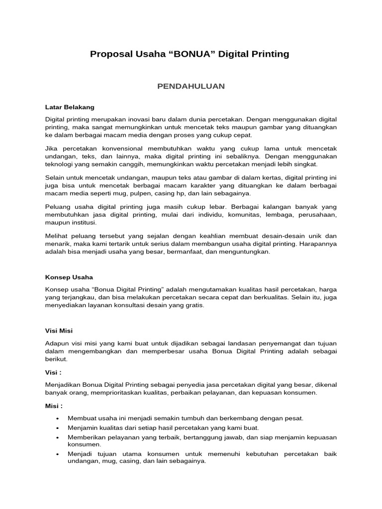 Proposal Digital Printing | PDF